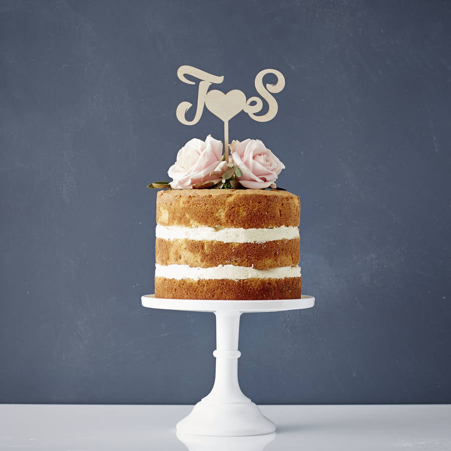 Personalised Monogram Wooden Wedding Cake Topper – Sophia Victoria Joy