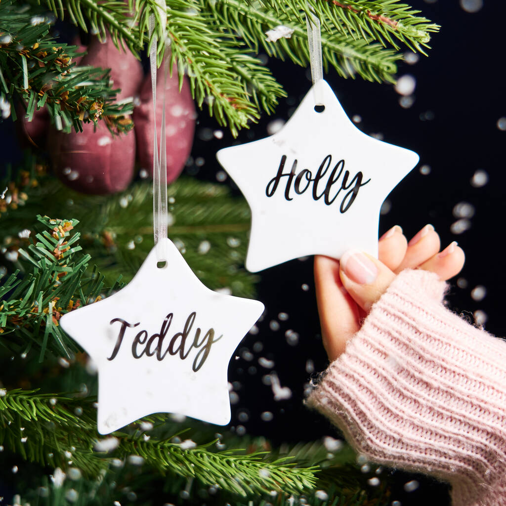 Personalised Ceramic Star Decoration – Sophia Victoria Joy