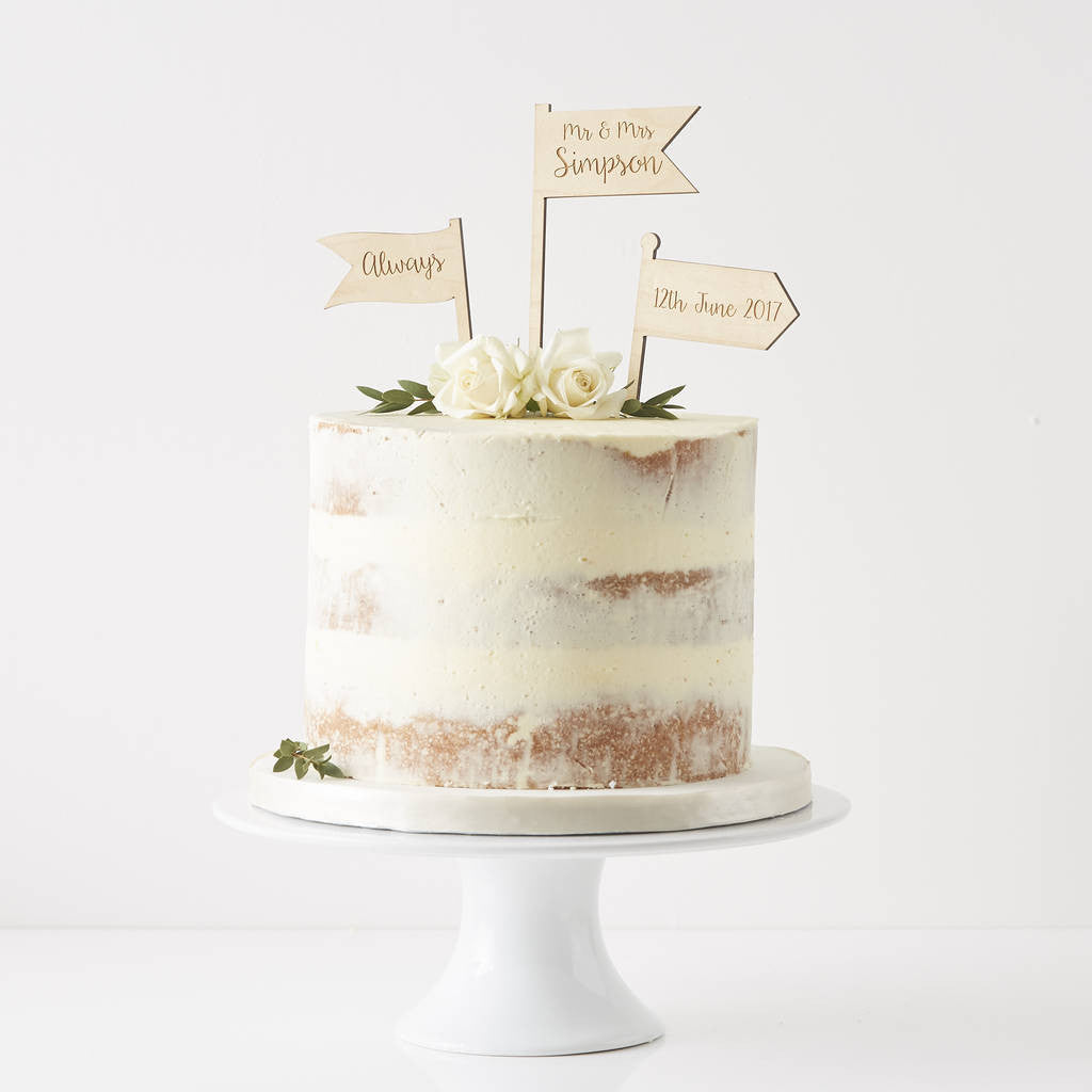 Personalised Wooden Flags Cake Topper