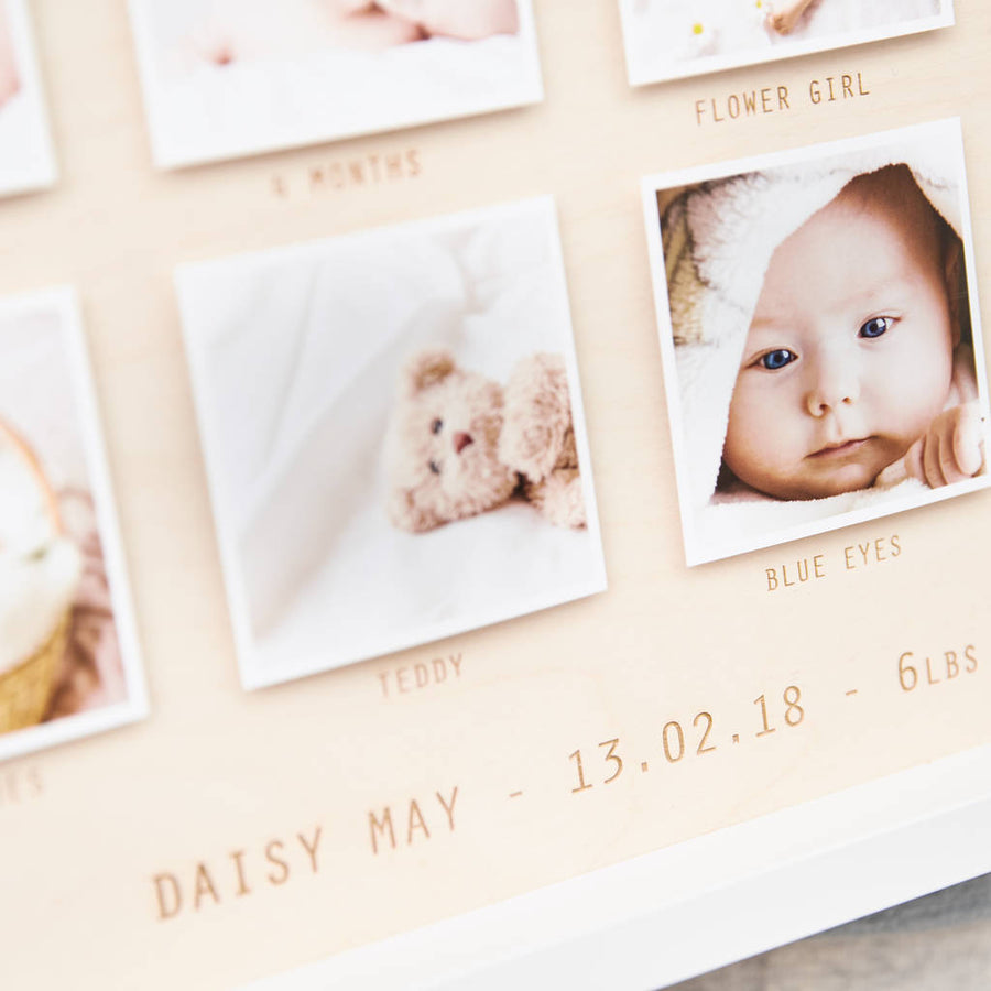Personalised Wooden Framed Baby Photo Print